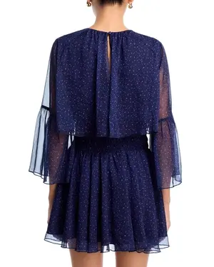 Aqua Ruffle Trim Smocked Waist Mini Dress