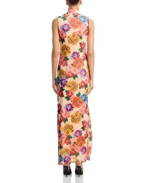 Aqua Mesh Floral Maxi Dress Exclusive