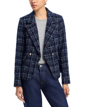 Aqua Tweed Double-breasted Blazer