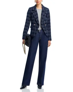 Aqua Tweed Double-breasted Blazer