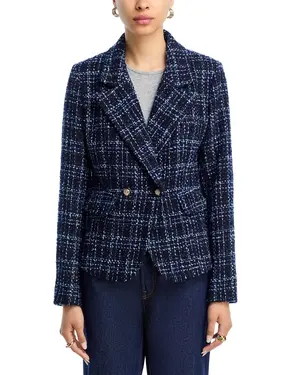 Aqua Tweed Double-breasted Blazer