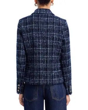 Aqua Tweed Double-breasted Blazer