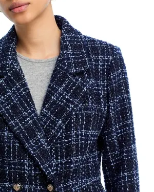 Aqua Tweed Double-breasted Blazer