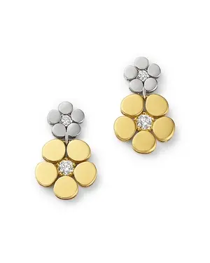 Roberto Coin 18k Gold Diamond Daisy Drop Earrings - Yellow/white