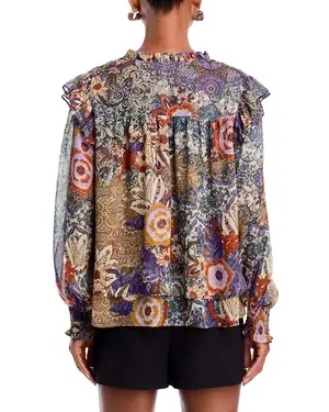 Aqua Ruffled Boho Top