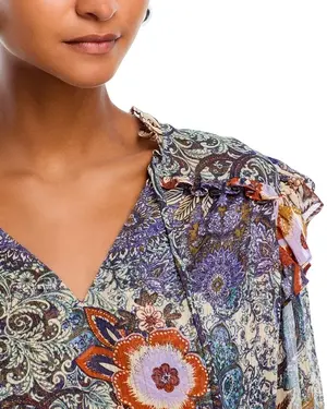 Aqua Ruffled Boho Top