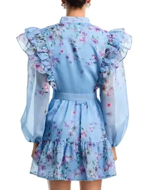 Aqua Floral Print Mini Dress Exclusive