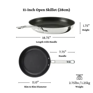 HESTAN Probond Luxe 11 Professional Clad Stainless Steel Skillet With Titum Nonstick - Silver