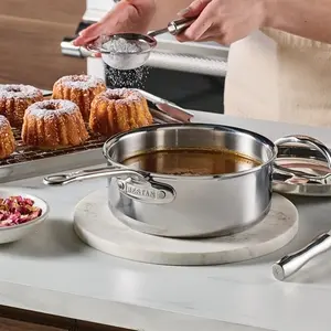 HESTAN Probond Luxe 2 Quart Professional Clad Stainless Steel Saucepan With Lid