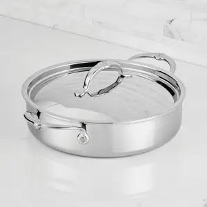HESTAN Probond Luxe 3.5 Quart Professional Clad Stainless Steel Sauteuse Braiser With Lid