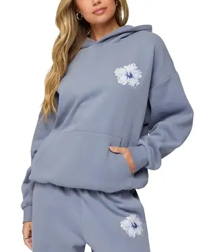 EDIKTED Tropical Bloom Hoodie - Blue