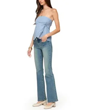 EDIKTED Striped Strapless Wrap Top
