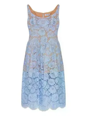 SELF-PORTRAIT Floral Lace Midi Dress - Blue