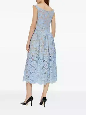 SELF-PORTRAIT Floral Lace Midi Dress - Blue