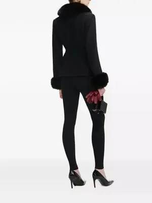 SELF-PORTRAIT Fur-trimmed Tweed Jacket - Black