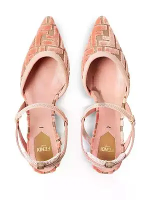 Fendi 55mm Ff-patterned Slingback Pumps - Pink