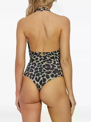 Balmain Leopard-print Halterneck One-piece Swimsuit