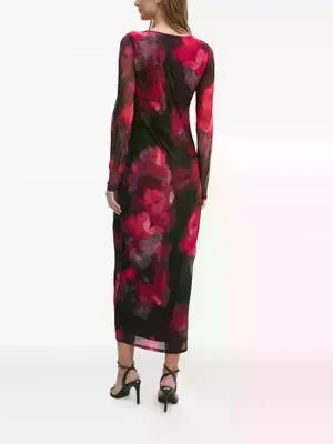 Dkny Floral-print Ruched Midi Dress