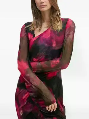 Dkny Floral-print Ruched Midi Dress