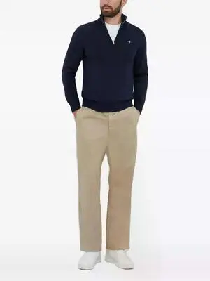 Gant Embroidered-logo Half-zip Sweater - Black