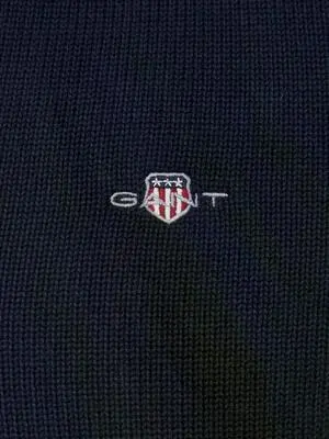 Gant Embroidered-logo Half-zip Sweater - Black