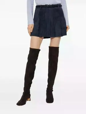 SELF-PORTRAIT Pleated A-line Mini Skirt - Blue