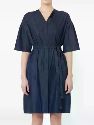 Max Mara Embellished Denim Mini Day Dress - Blue