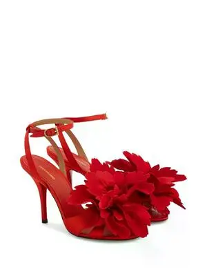 FERRAGAMO 90mm Flower-embellished High-heel Sandals - Red