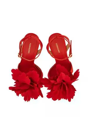 FERRAGAMO 90mm Flower-embellished High-heel Sandals - Red