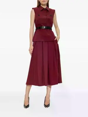 SELF-PORTRAIT Belted Pleated Dress
