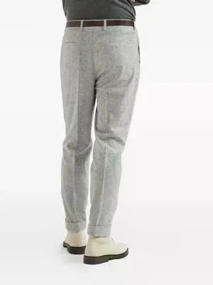Brunello Cucinelli Pleated Wool-silk Blend Trousers - Grey
