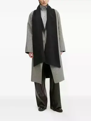Karl Lagerfeld Belted Two-tone Wool-blend Coat