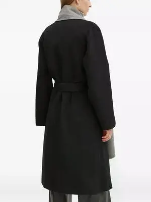 Karl Lagerfeld Belted Two-tone Wool-blend Coat