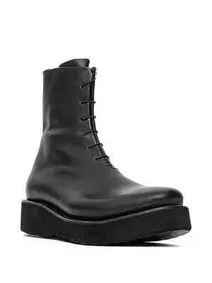 DEVOA Lace-up Leather Biker Boots