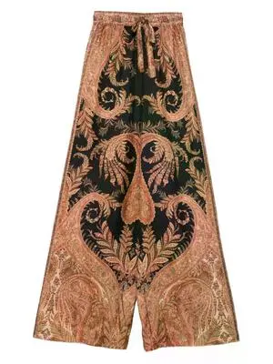 Zimmermann Paisley-print Drawstring Trousers - Black
