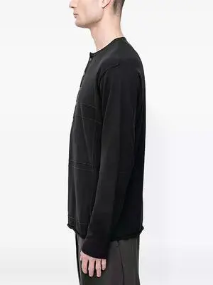 DEVOA Henley-neck Long-sleeve Sweater With Raw-edge Detailing
