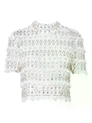Carolina Herrera Crystal-embellished Short-sleeve Top