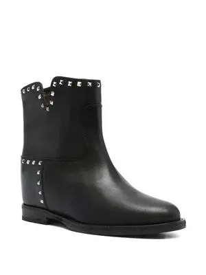 VIA ROMA 15 25mm Stud-embellished Leather Boots - Black