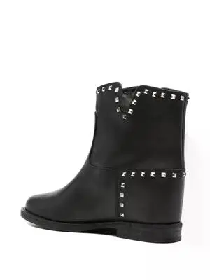 VIA ROMA 15 25mm Stud-embellished Leather Boots - Black