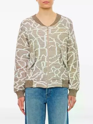 VITELLI Patterned Zip-front Cardigan