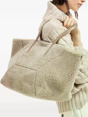 Brunello Cucinelli Shearling Tote Bag - Neutrals