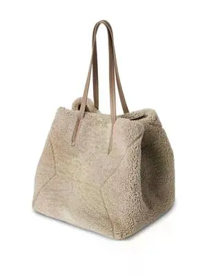 Brunello Cucinelli Shearling Tote Bag - Neutrals