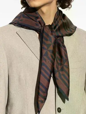 LANVIN Geometric-pattern Silk Scarf - Brown