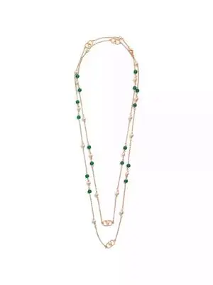 Valentino Garavani Vlogo Signature Long Necklace In Metal, Pearls, And Glass - Gold