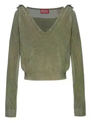 DIESEL® Cotton V-neck Draped Sweater