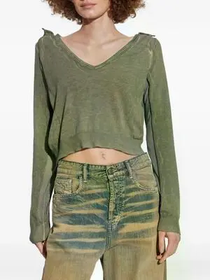 DIESEL® Cotton V-neck Draped Sweater