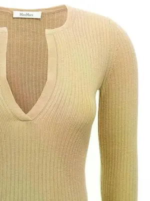 Max Mara Ribbed V-neck Sweater - Neutrals