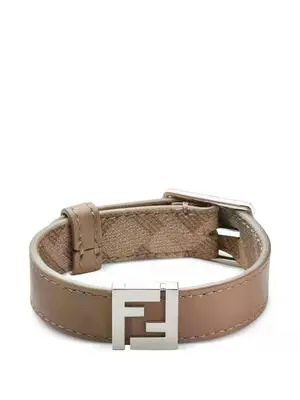 Fendi Leather Bracelet With Logo Clasp