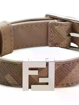 Fendi Leather Bracelet With Logo Clasp