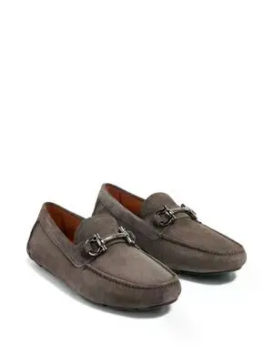 FERRAGAMO Gancini Detail Suede Loafers